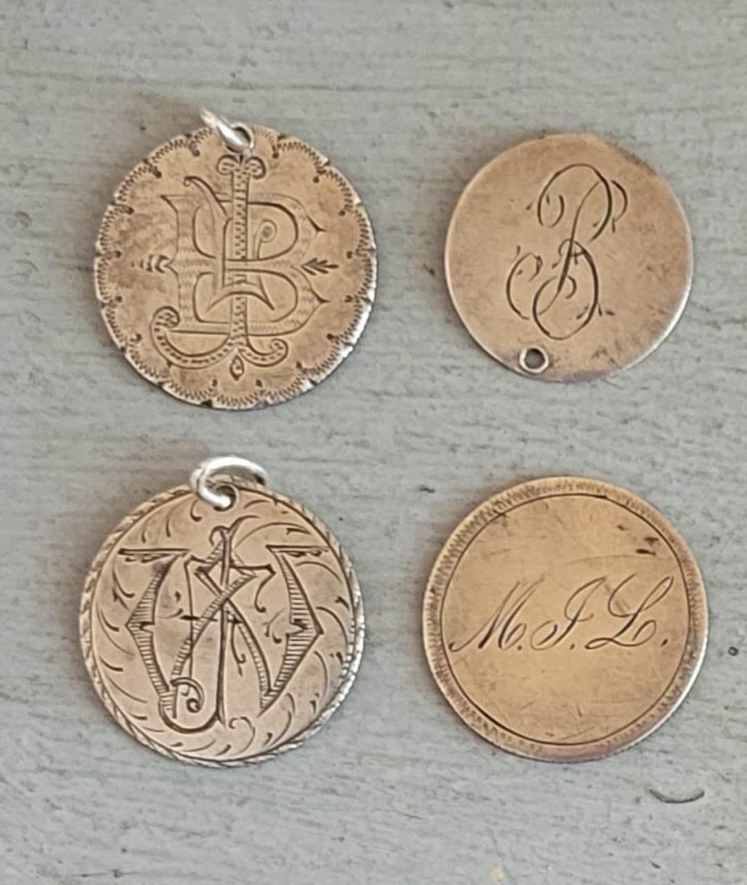 Four Antique Love Tokens, Lot of Engraved Coins - Etsy