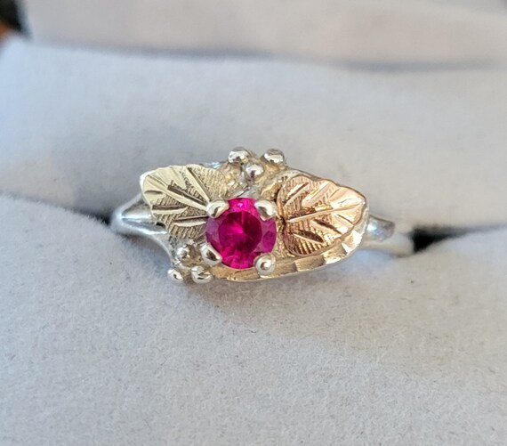Black Hills gold Ruby Red Ring, Landstrom, Sterling 1… - Gem