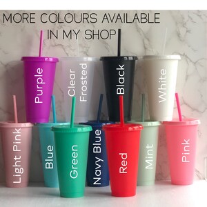 Blue Cold Cup | 24oz | With Lid & Straw | Reusable Tumbler ...