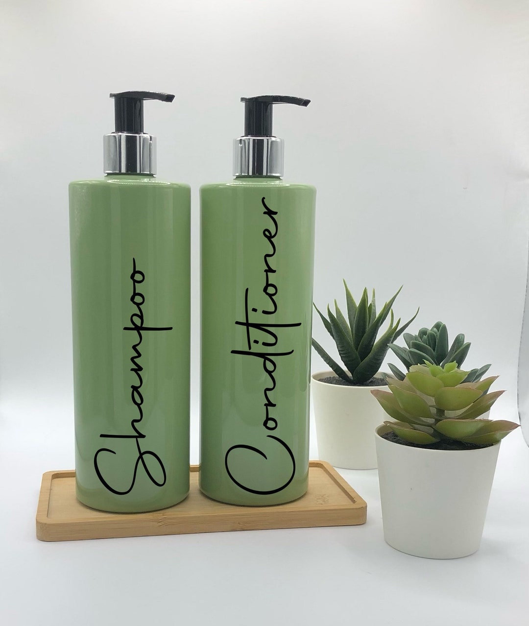 Sage Green Bottle With Silver/black Pump 500ml Refillable Reusable ...