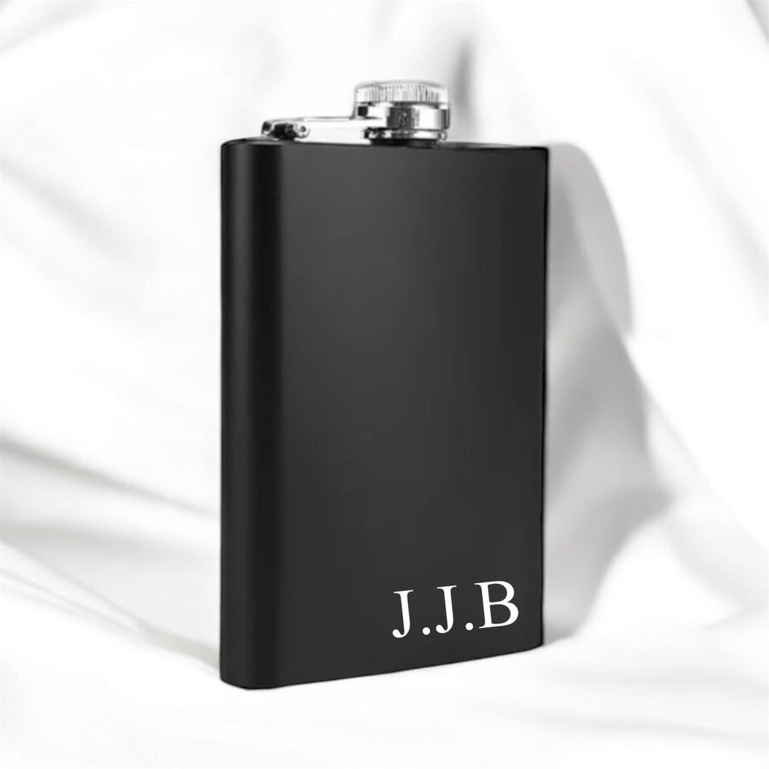 Personalised Matte Black Hip Flask: Initials Gift - Etsy