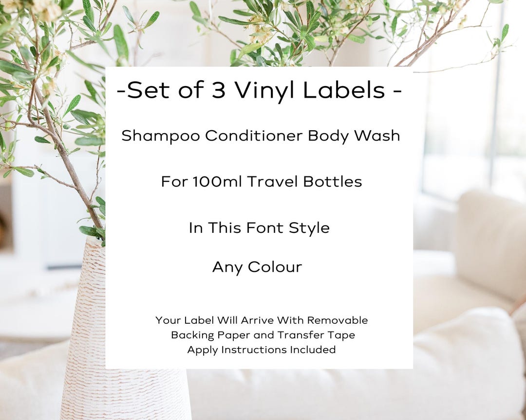 Shampoo Conditioner Body Wash Labels: Travel Bottle Vinyl Stickers F14 ...