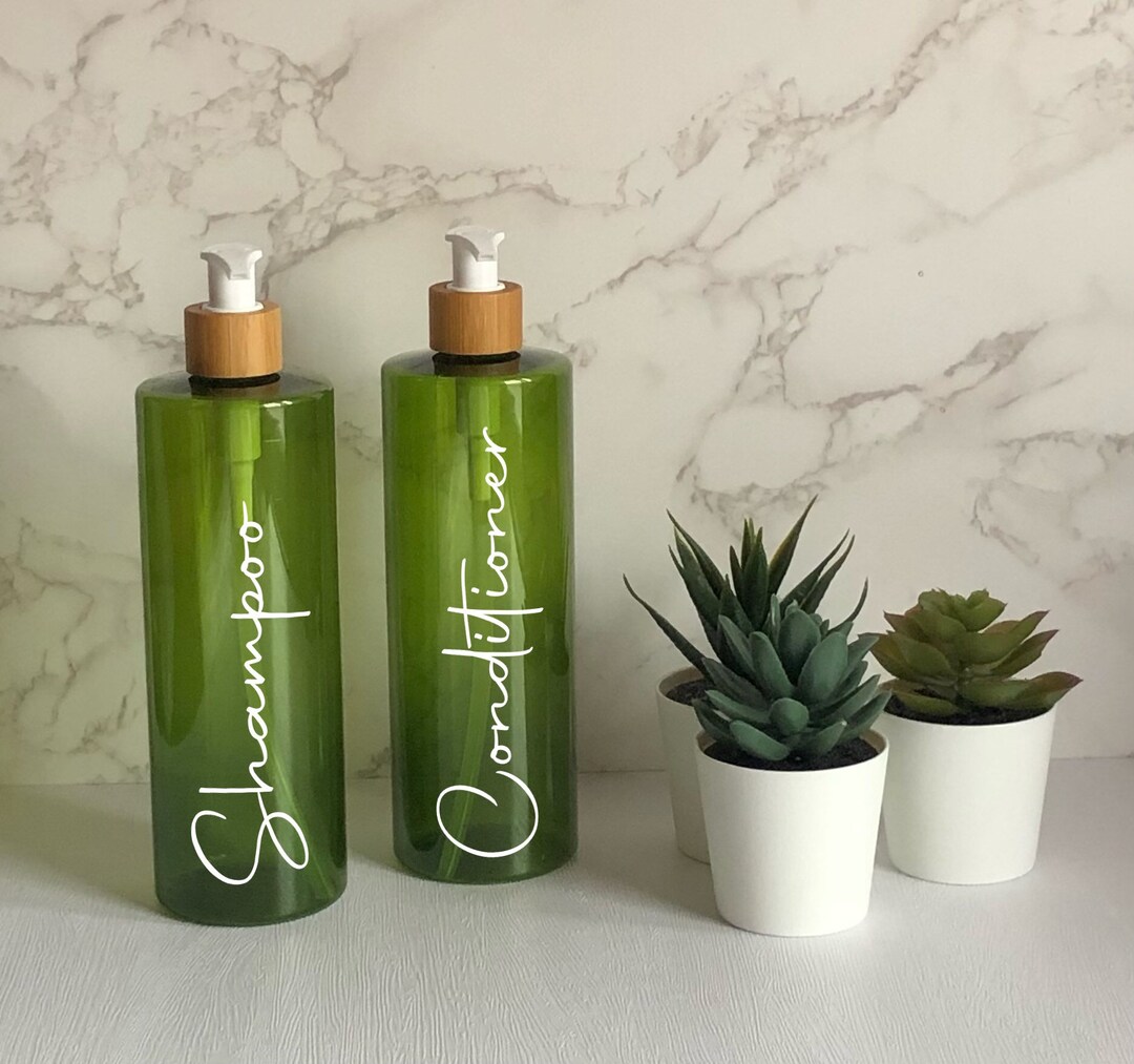 Translucent Green Bottle With White Bamboo Pump 500ml Refillable ...