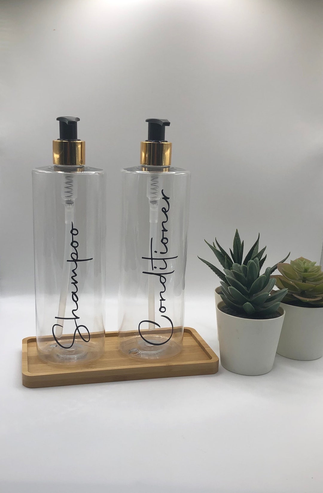 Clear Tubular Bottle With Black/gold Pump | 250ml/500ml | Refillable ...