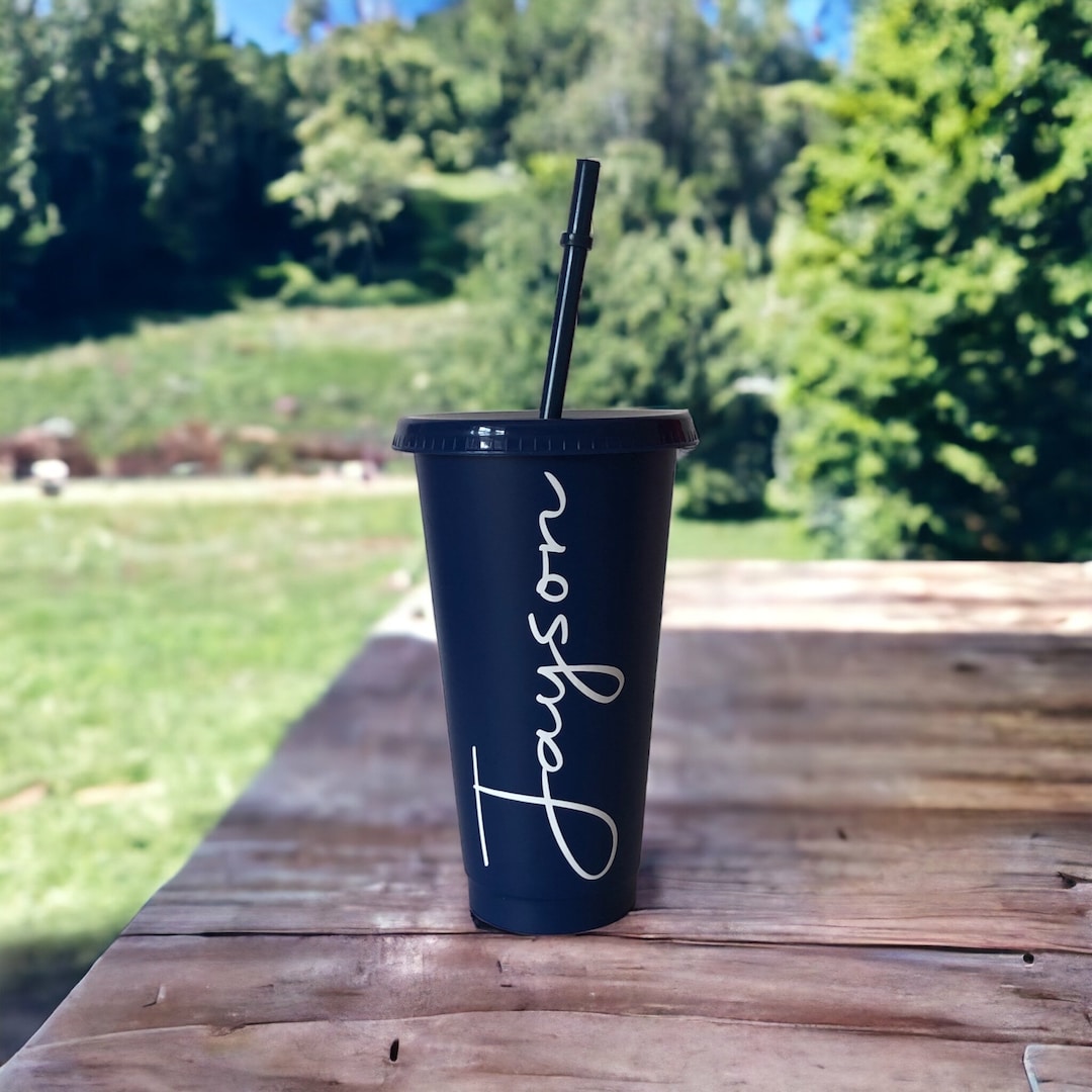 Navy Blue Cold Cup 24oz With Lid and Straw Reusable Personalised Gift ...