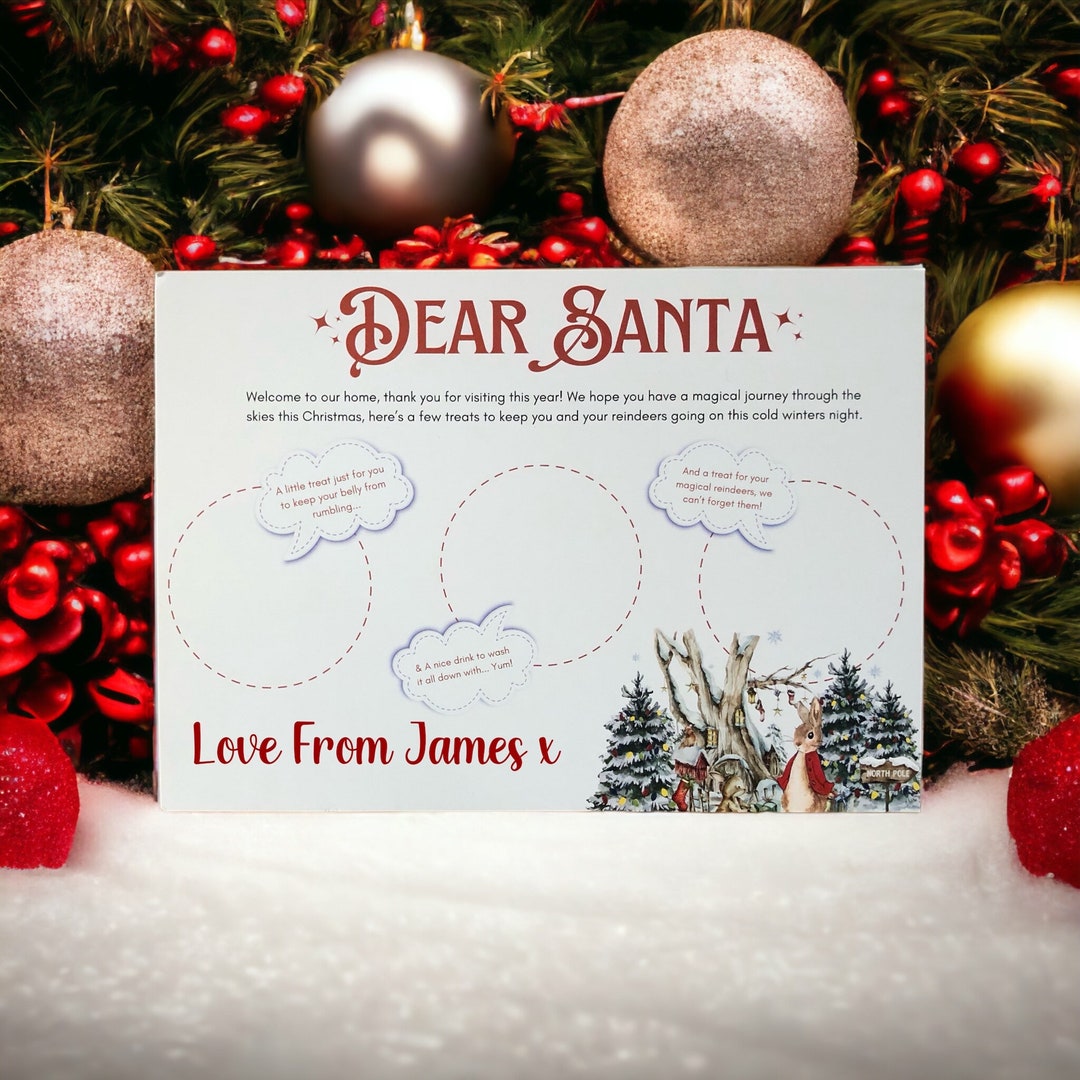 Dear Santa Snack Board Tray | Father Christmas | A4 Personalised With ...