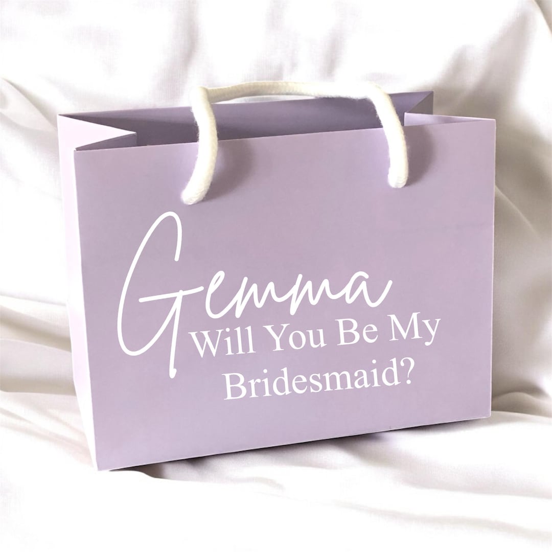 Lilac Wedding Will You Be My? Gift Bag With Rope Handle Personalised ...