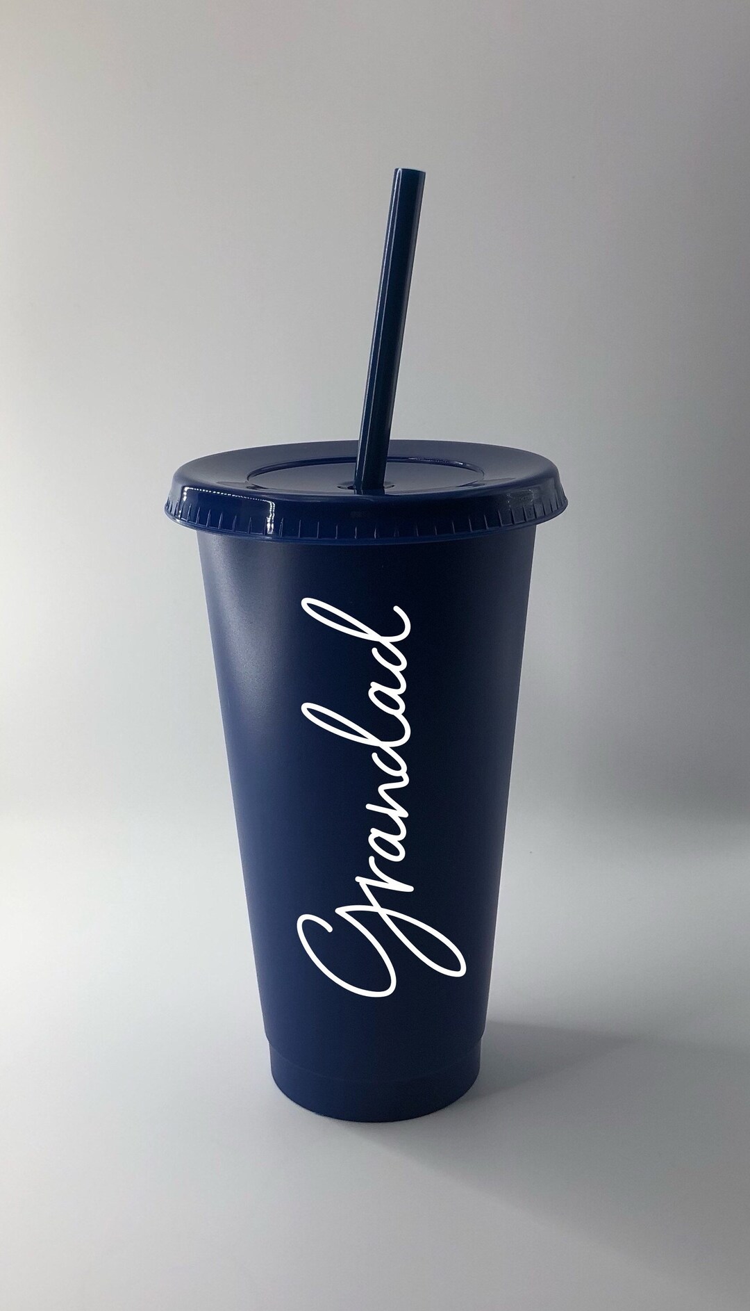 Navy Blue Cold Cup 24oz With Lid and Straw Reusable - Etsy