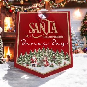 Christmas Door/window Sign | Personalised With Name | Red Acrylic ...