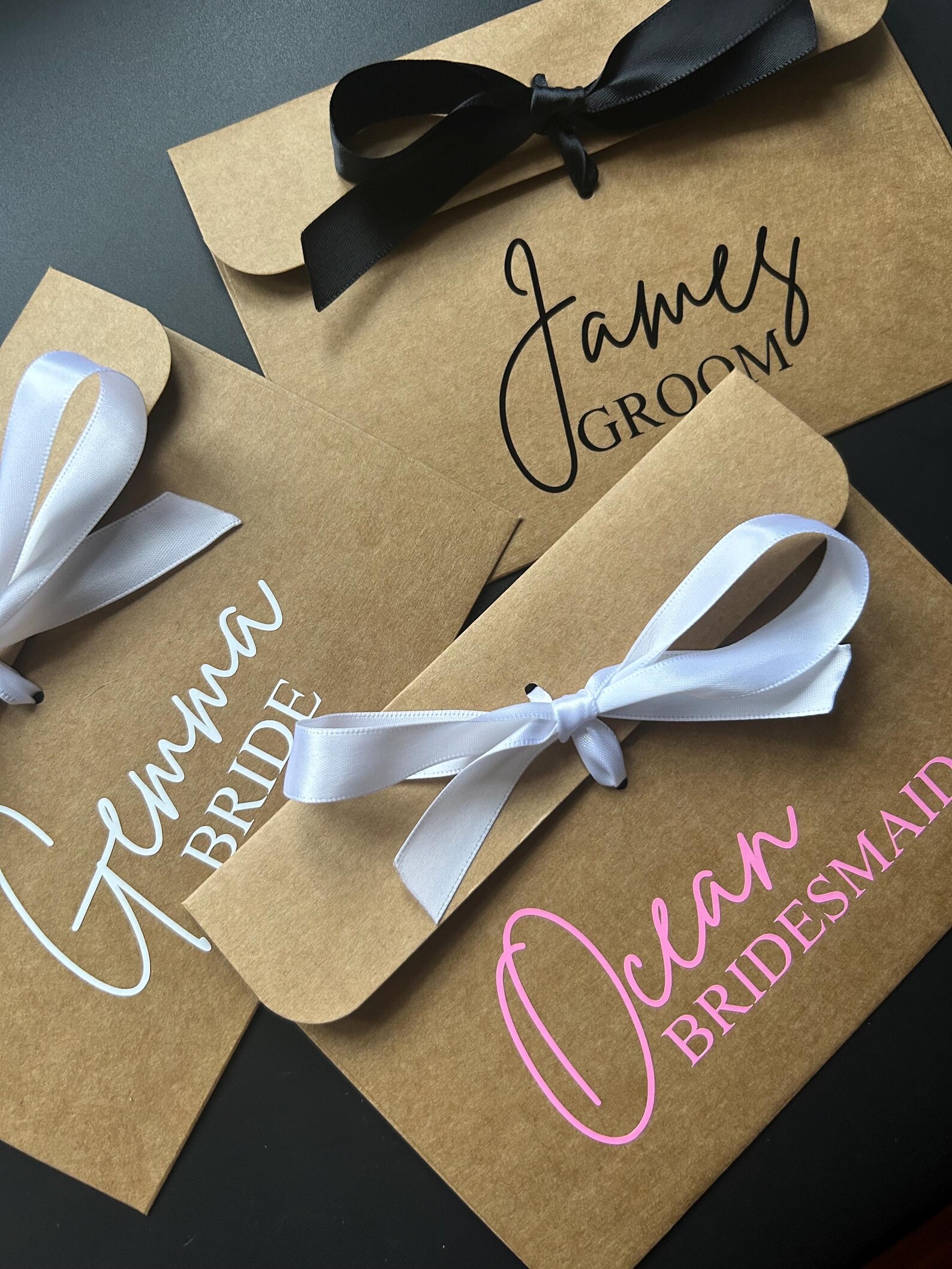 Personalised Wedding Name & Role Kraft Brown Money/voucher Envelope ...