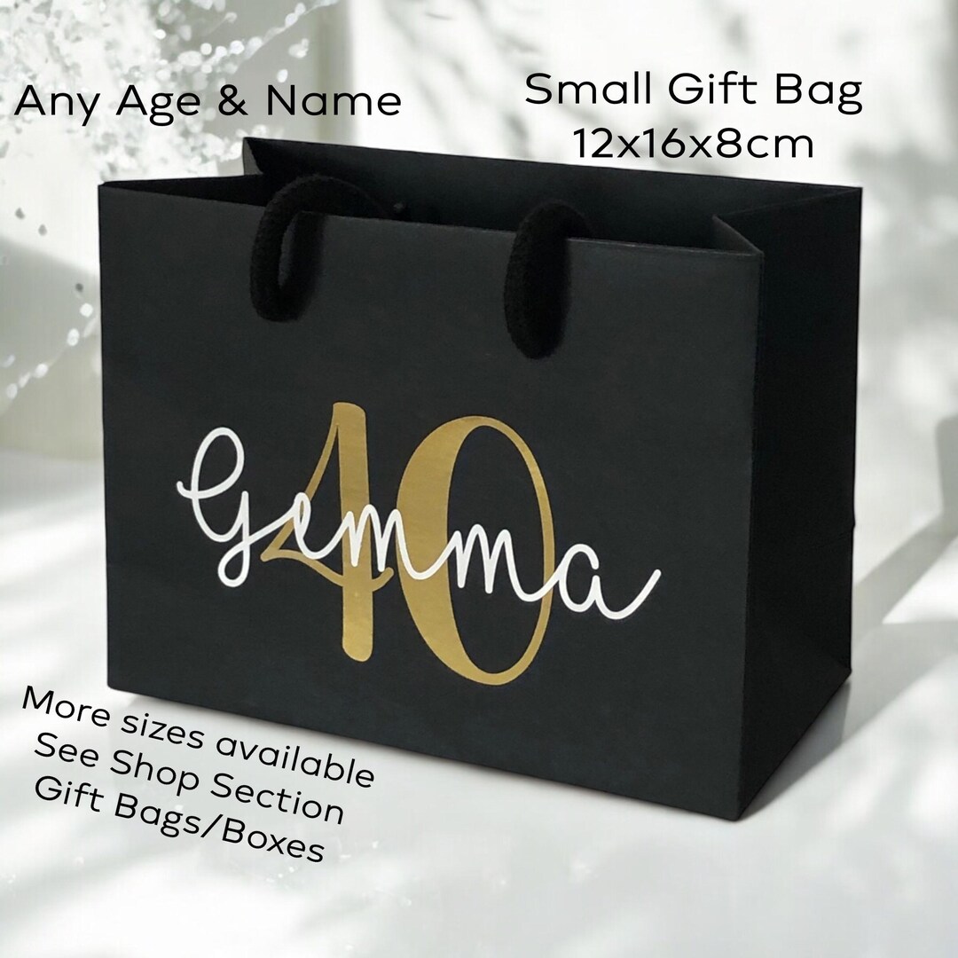 Custom Age & Name Small Gift Bag With Rope Handle - Many Colours - Etsy