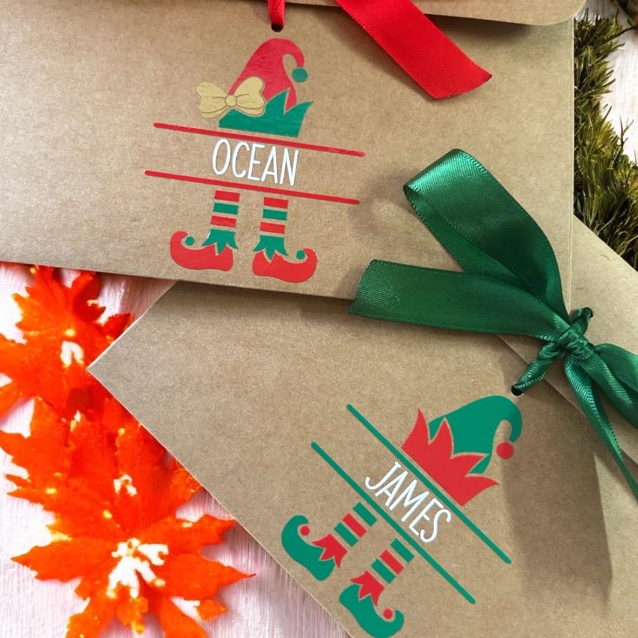 Personalised Elf Money/voucher Envelope: Kraft Brown With Satin Ribbon ...