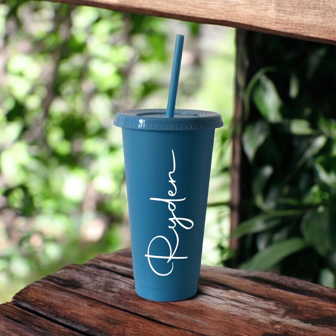 Blue Cold Cup | 24oz | With Lid & Straw | Reusable Tumbler ...