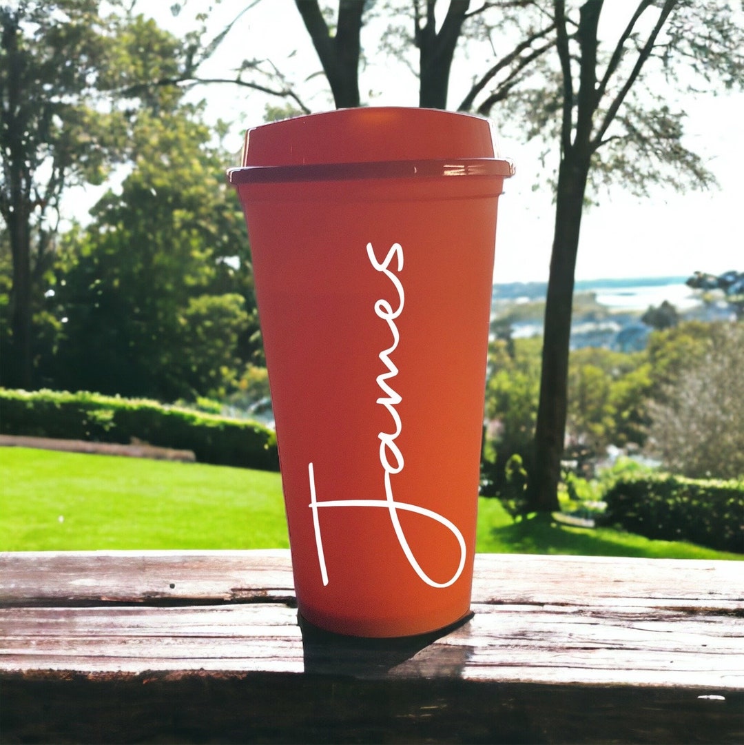 Orange Coffee Hot Cup | 16oz | With Lid | Reusable | Personalised Gift ...