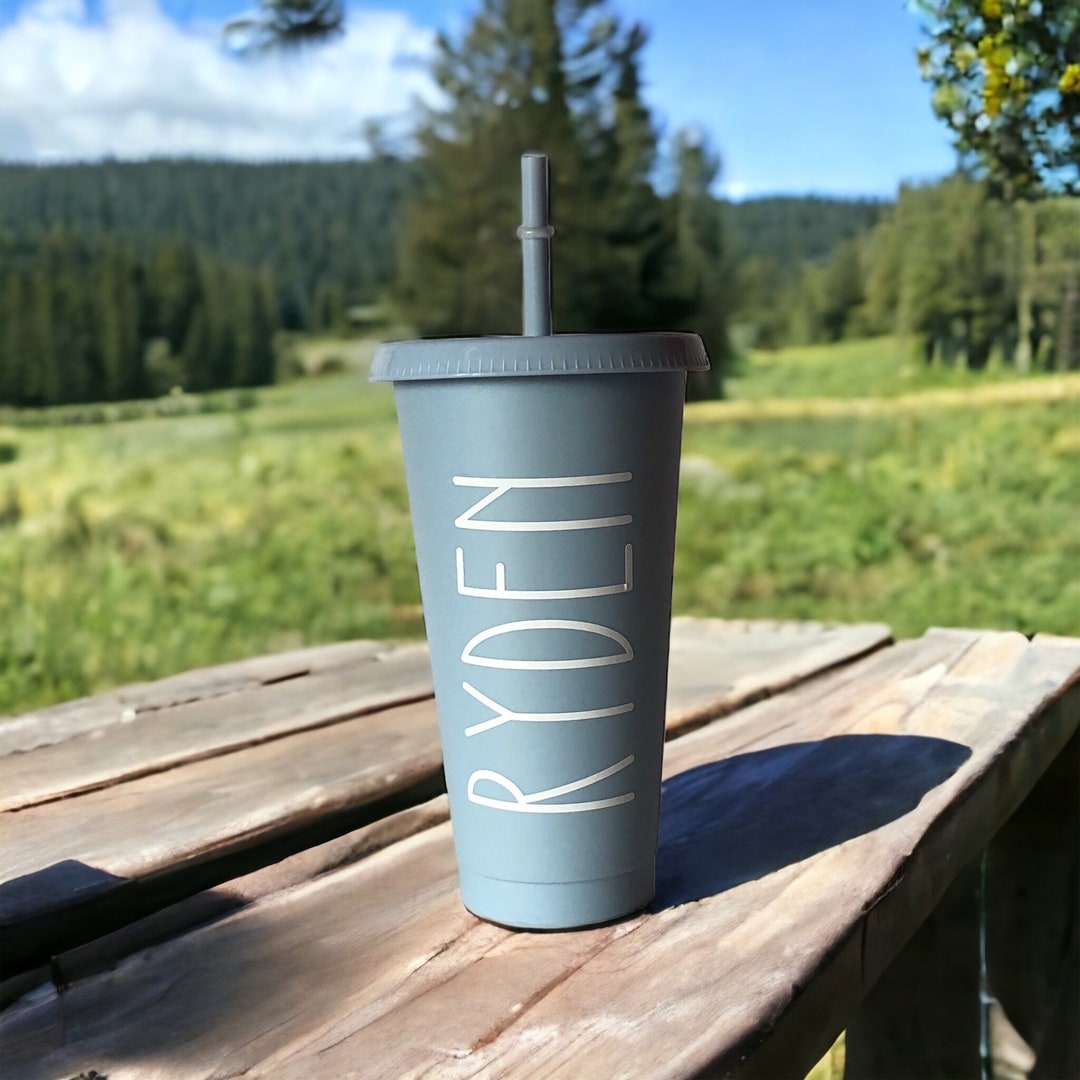 Baby Blue Cold Cup 24oz With Lid & Straw Reusable Tumbler Personalised ...