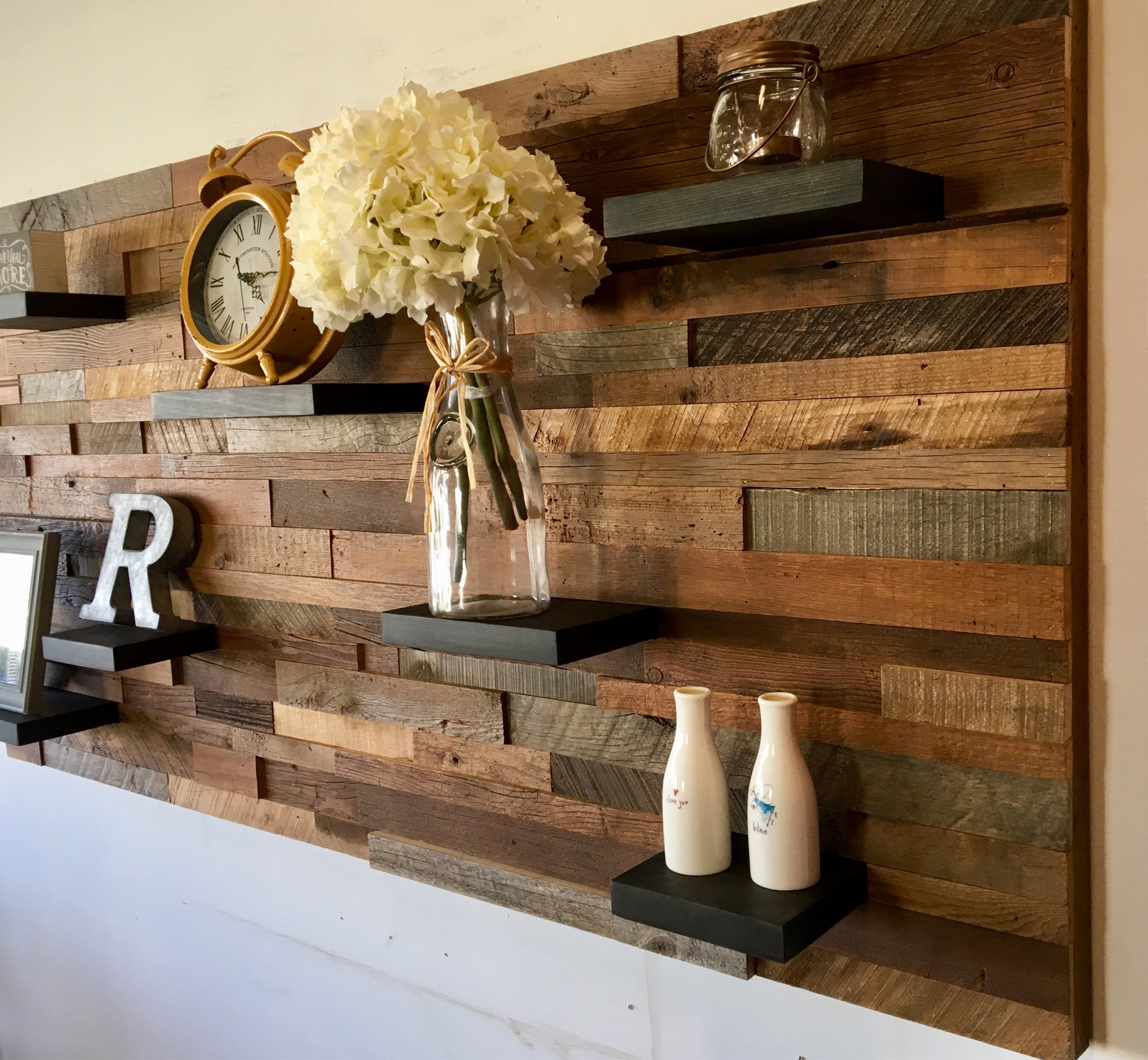 Reclaimed Barn Wood Wall Art With Shelves FREE SHIPPING - Etsy