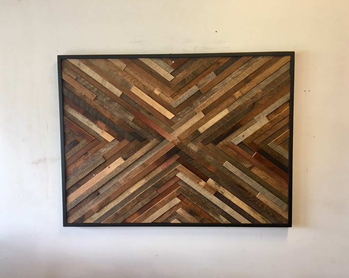 Reclaimed Barn Wood Wall Art, X Pattern - Etsy
