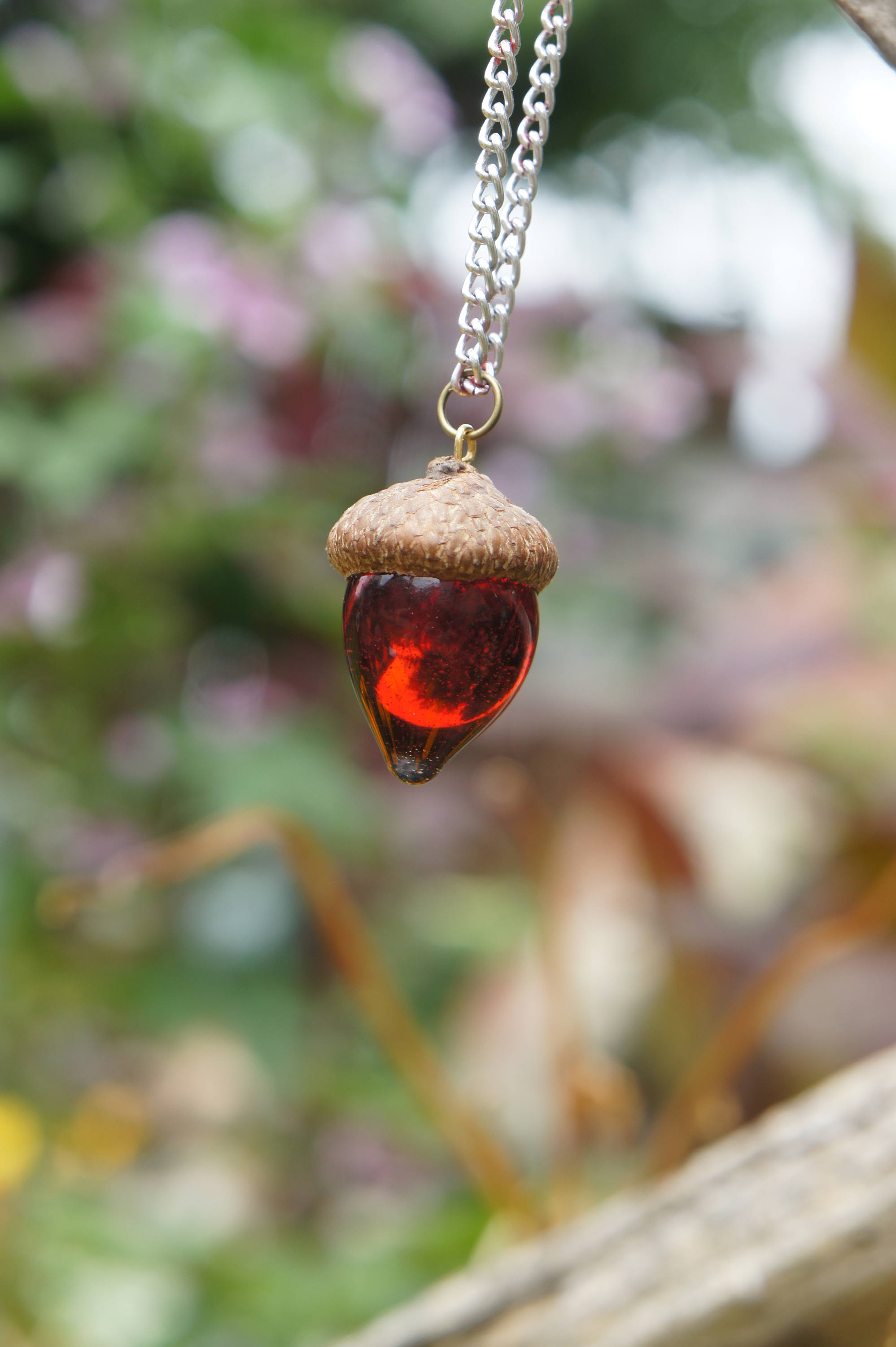 Ruby Red Acorn Pendant | Etsy