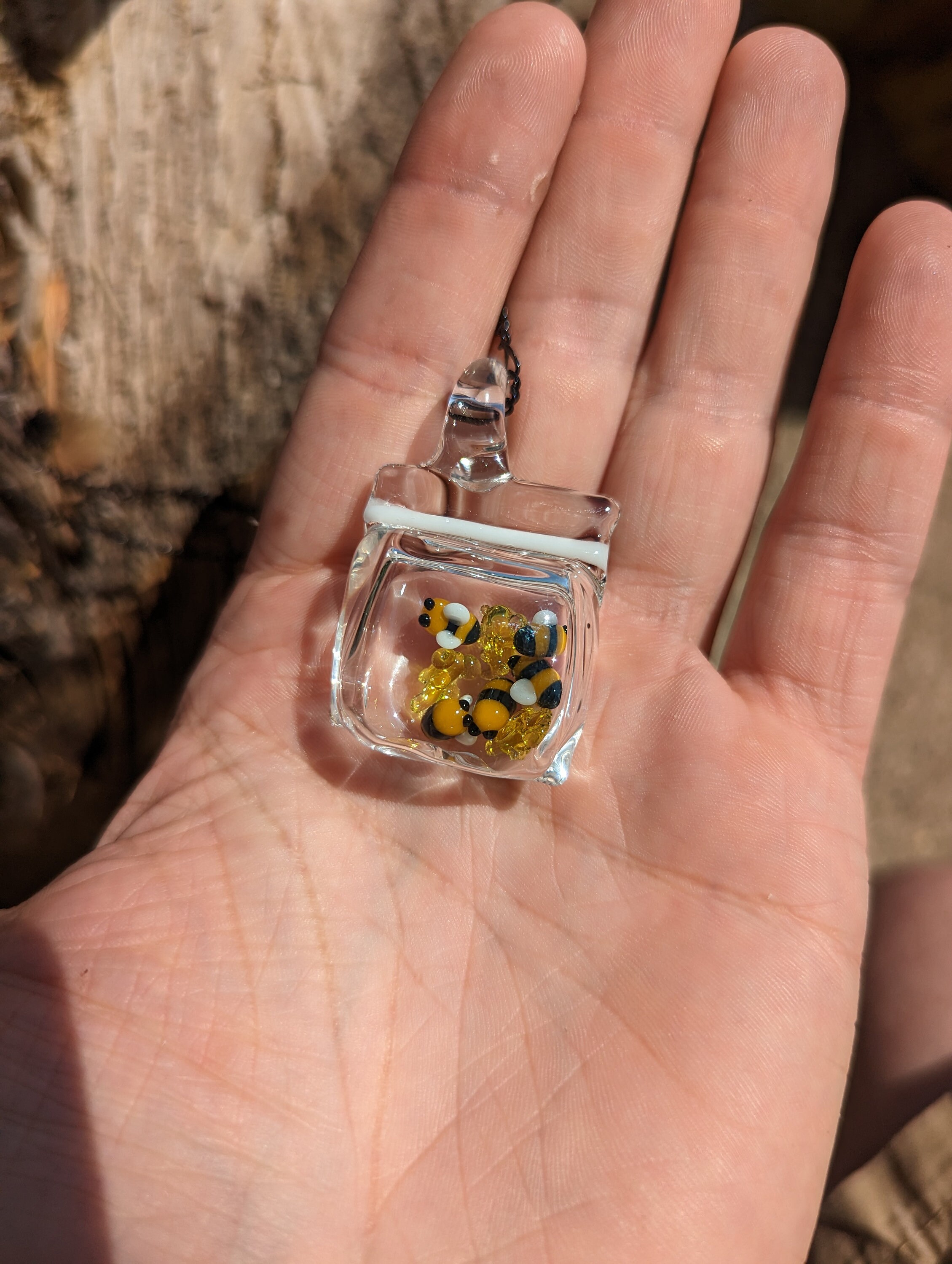 Bees & Honey Glass Baggie Pendant - Etsy