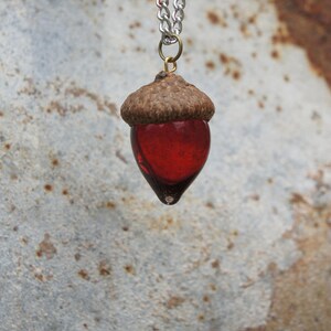 Ruby Red Acorn Pendant - Etsy