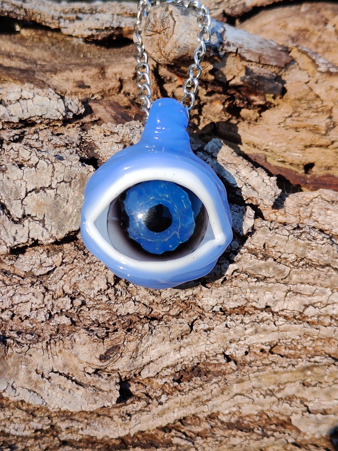 Ice Blue Glass Eyeball Pendant - Etsy