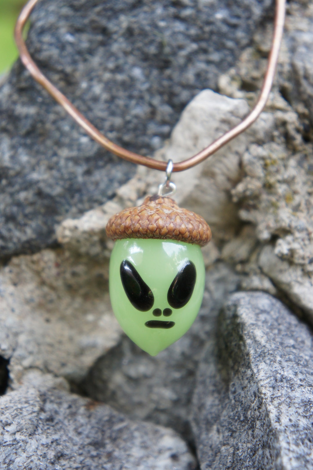 Alien Head Glass Acorn Pendant - Etsy