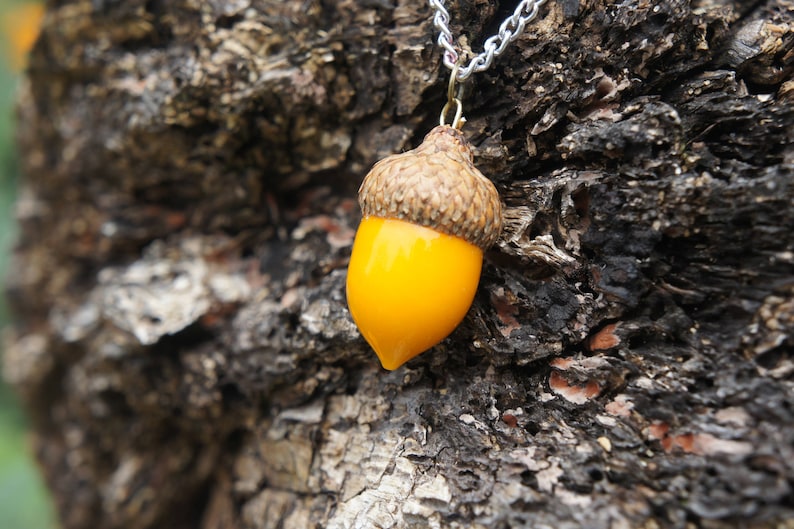 Golden Yellow Acorn Pendant - Etsy