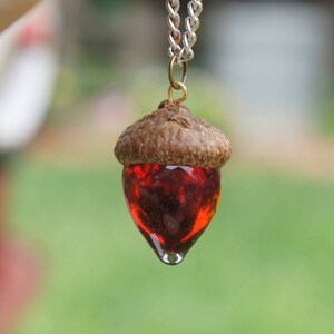 Ruby Red Acorn Pendant - Etsy