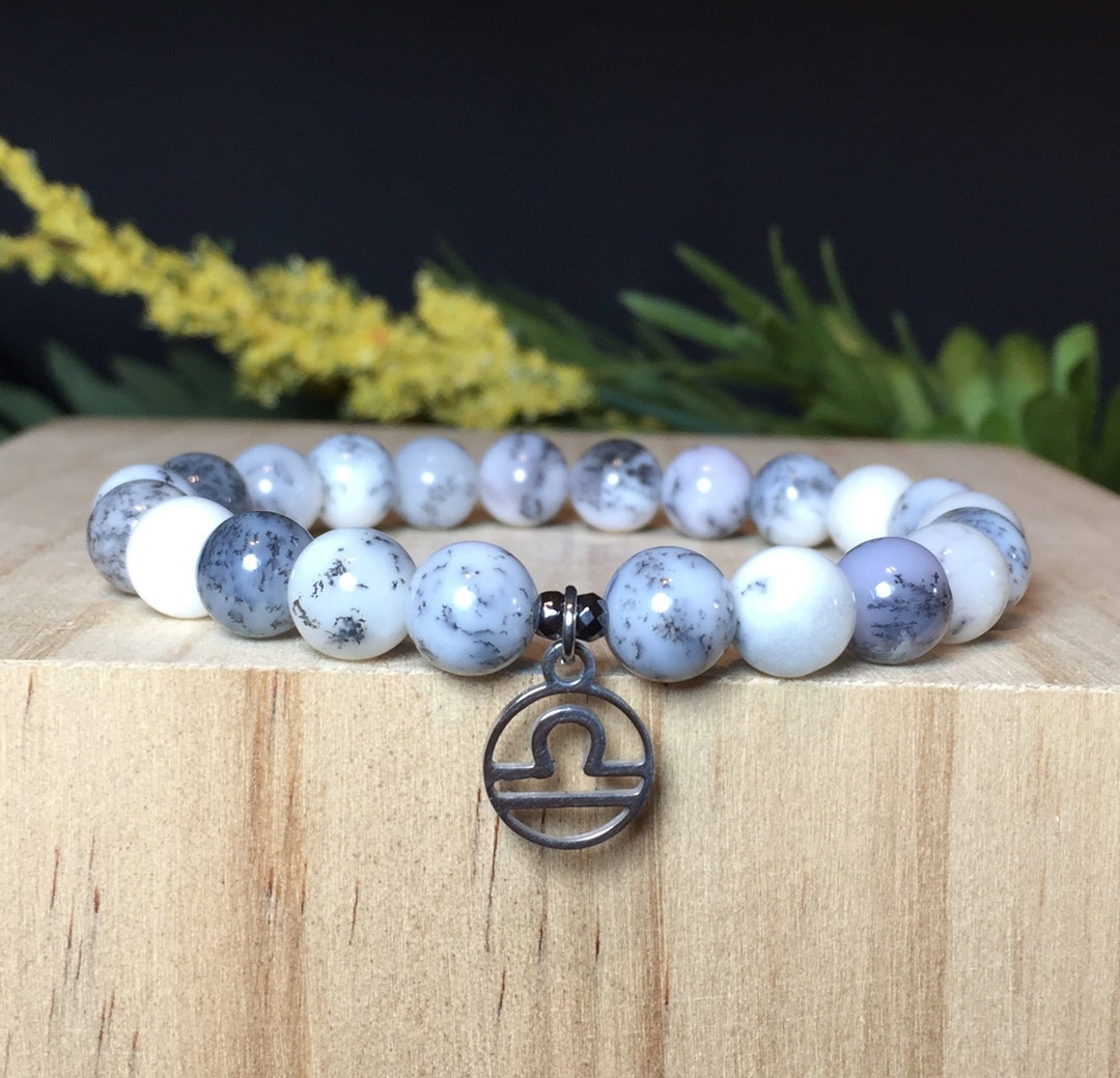 Libra Zodiac Bracelet, Milky Opal Bracelet, Libra Gemstone Bracelet ...