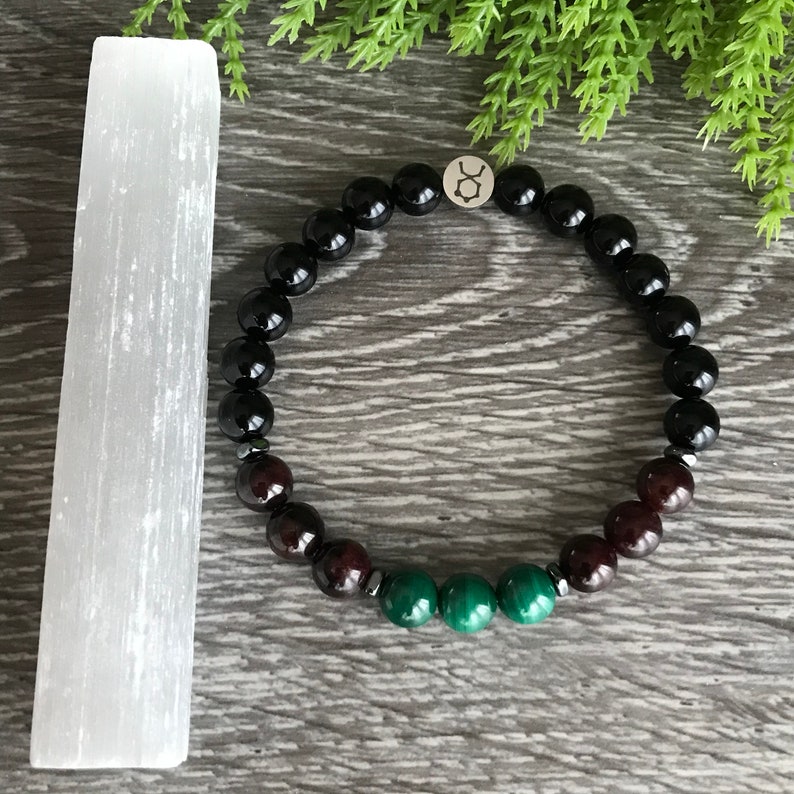 Unisex Taurus Zodiac Bracelet Genuine Malachite Bracelet - Etsy
