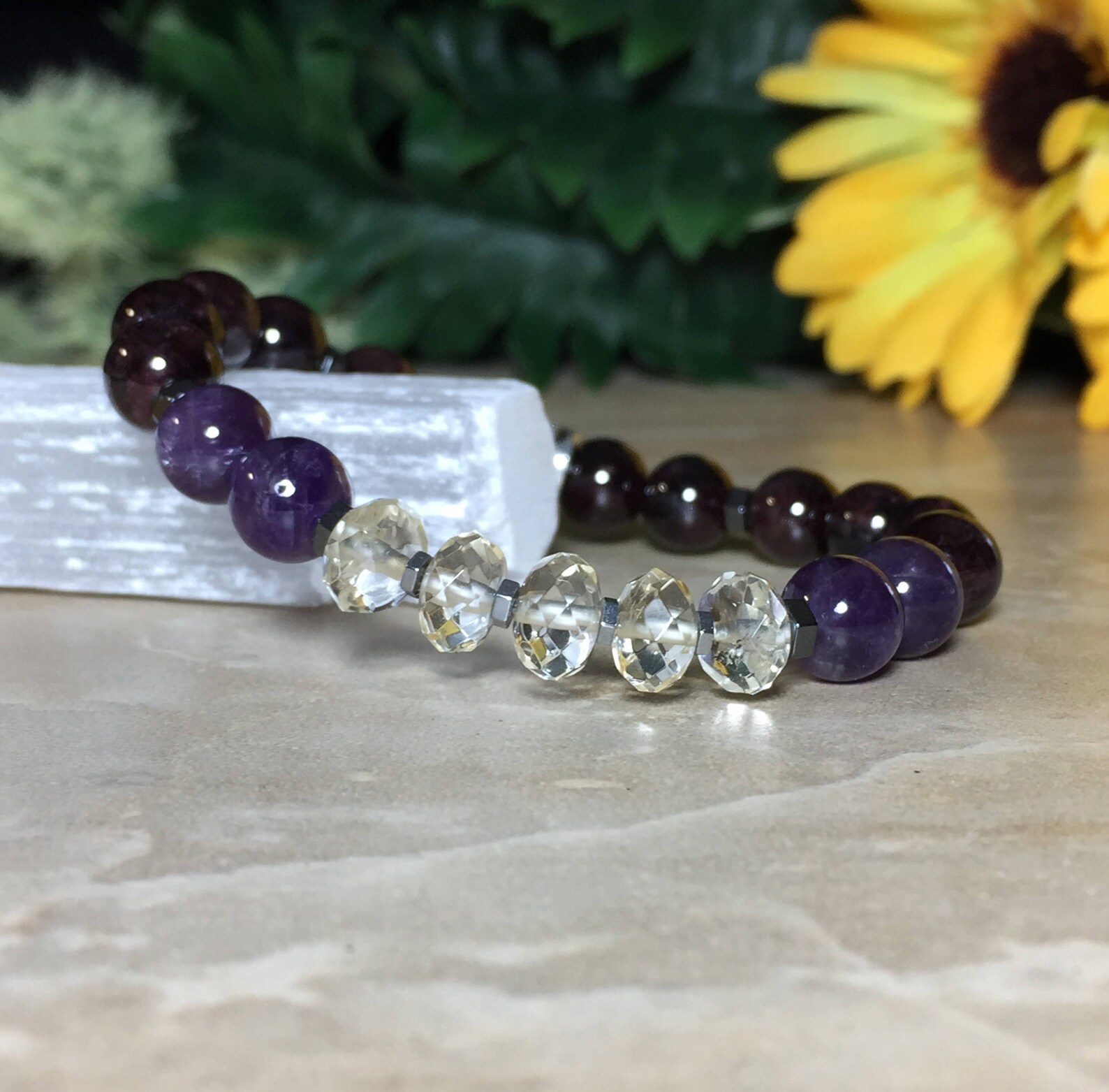 Aries Zodiac Gemstone Bracelet Garnet Bracelet Amethyst | Etsy