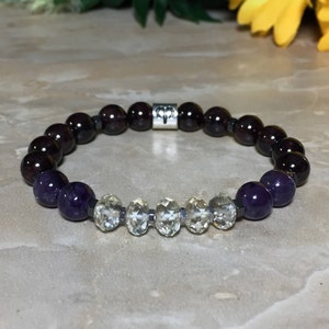 Aries Zodiac Gemstone Bracelet, Garnet Bracelet, Amethyst Bracelet ...
