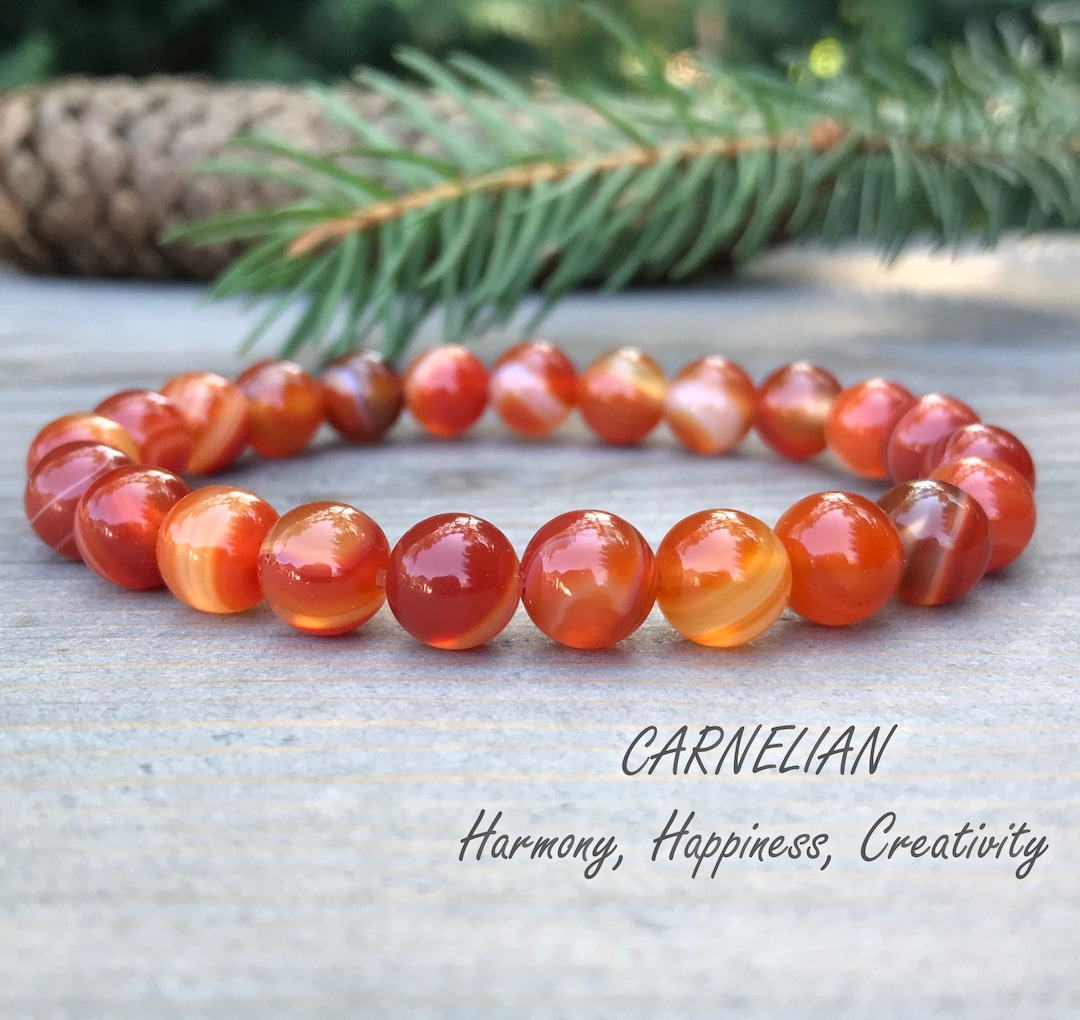 8mm Carnelian Bracelet, Red Carnelian Bracelet, Harmony, Courage ...