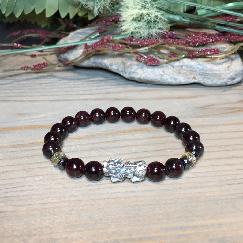 999 Genuine Silver Pixiu Bracelet Pixiu Red Garnet Bracelet | Etsy