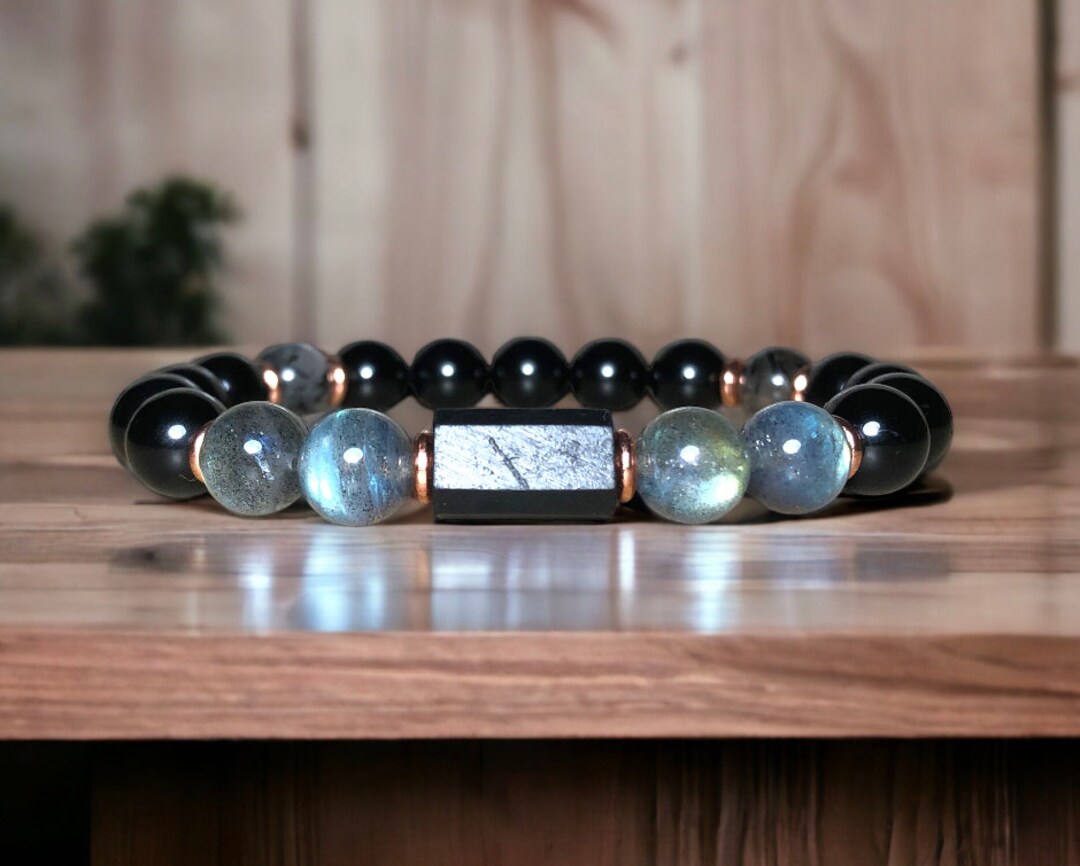 8mm Empath Protection Black Tourmaline Bracelet, Labradorite Bracelet ...