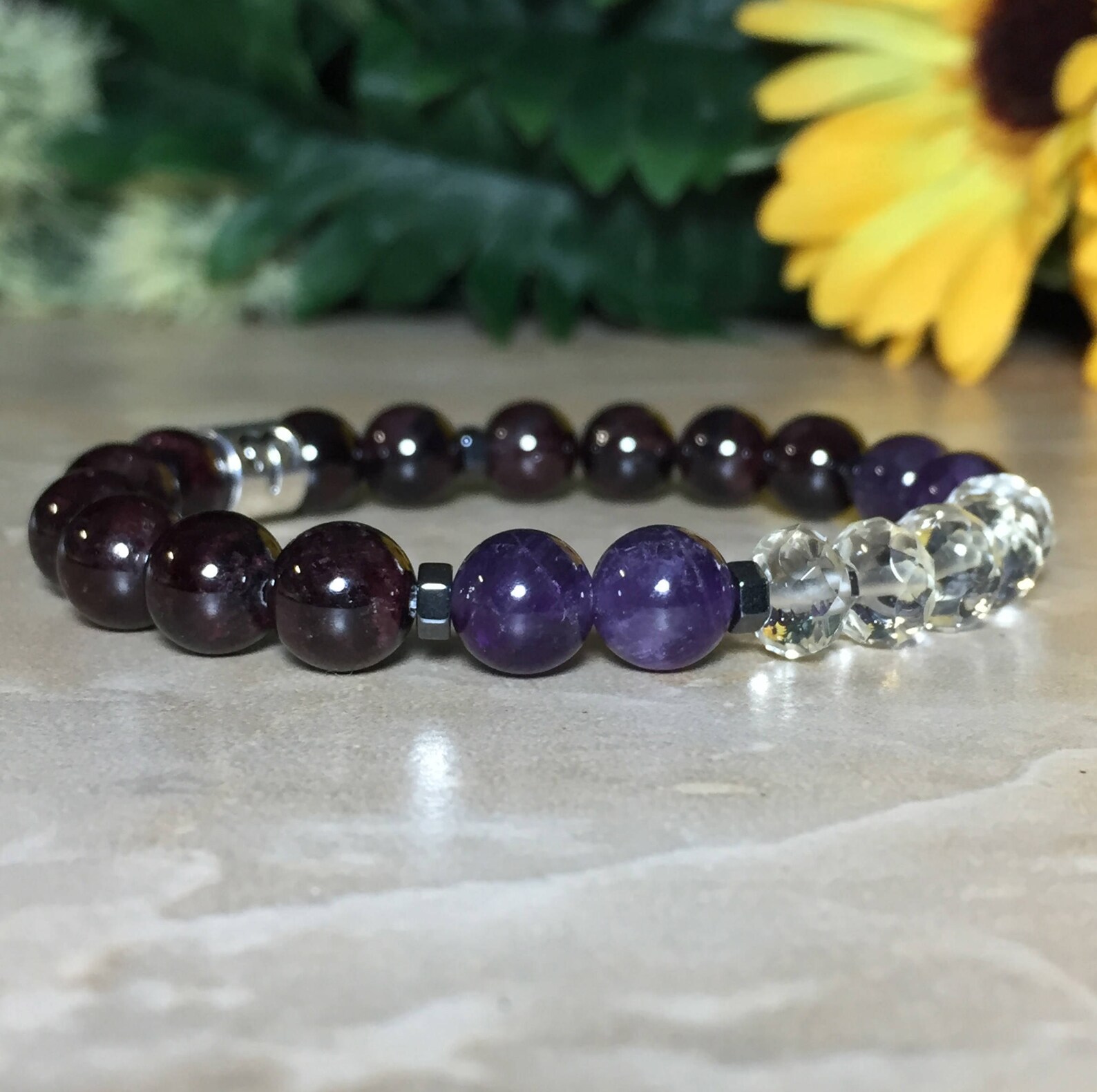Aries Zodiac Gemstone Bracelet Garnet Bracelet Amethyst - Etsy