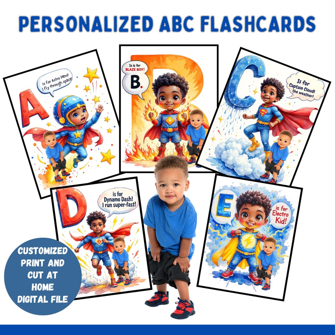 Personalized Superhero ABC Flashcards (digital Download) - Etsy