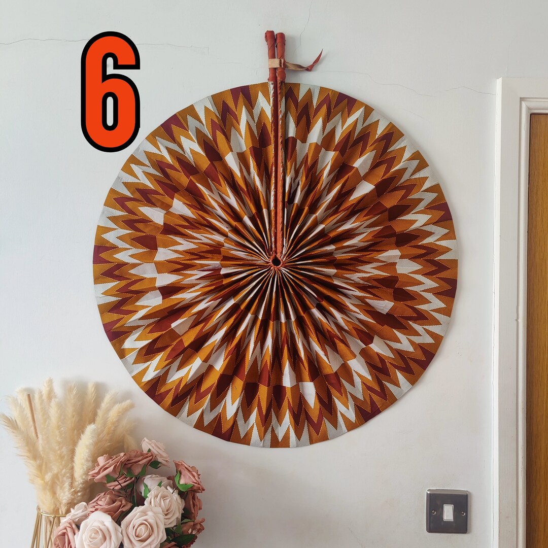Large Fan for Wall, Boho Large Decorative Fan, African Print Fan ...