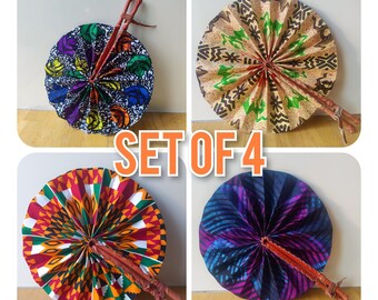 African Print Folding Hand Fan/ African Print Fan/ Handmade Leather - Etsy
