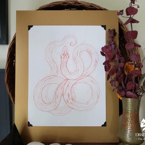 Original Drawing // Wood Snake // Surreal Serpentine Art // Bright ...