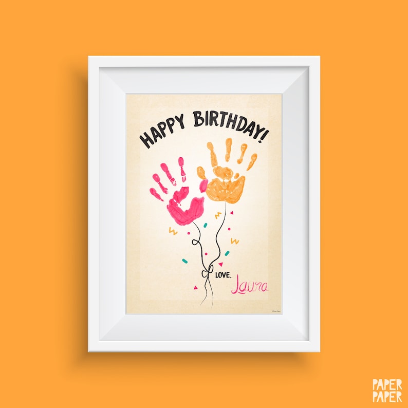 DIY Handprint Balloons Birthday Card | DIY Card Gift Memory Keepsake ...