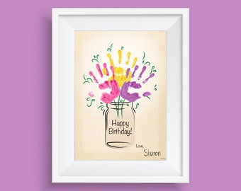 DIY Handprint Balloons Birthday Card | DIY Card Gift Memory Keepsake ...