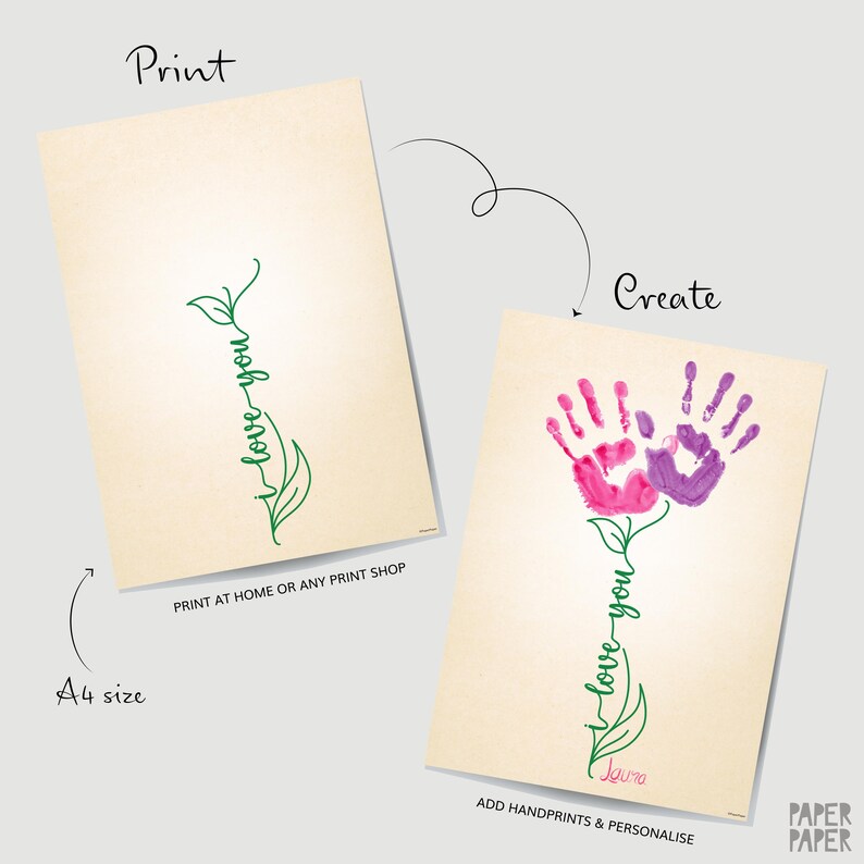 DIY Handprint Flower I Love You Card | DIY Card Gift Memory Keepsake ...