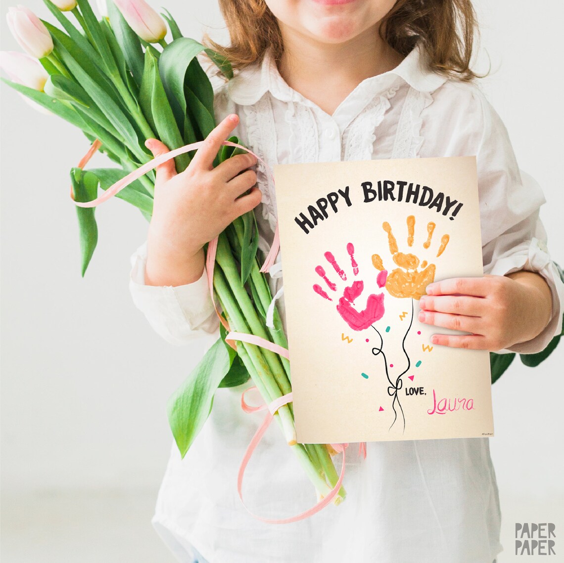 DIY Handprint Balloons Birthday Card | DIY Card Gift Memory Keepsake ...