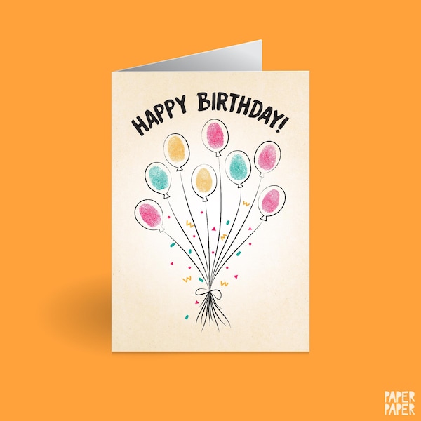 Balloon Happy Birthday Card - Etsy
