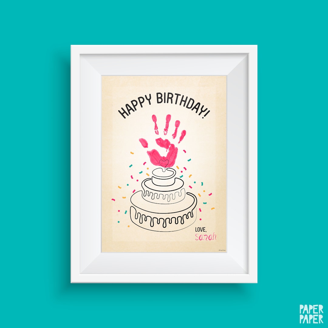Handprint Birthday Cake Card |DIY Card Gift Memory Keepsake | Gift From ...