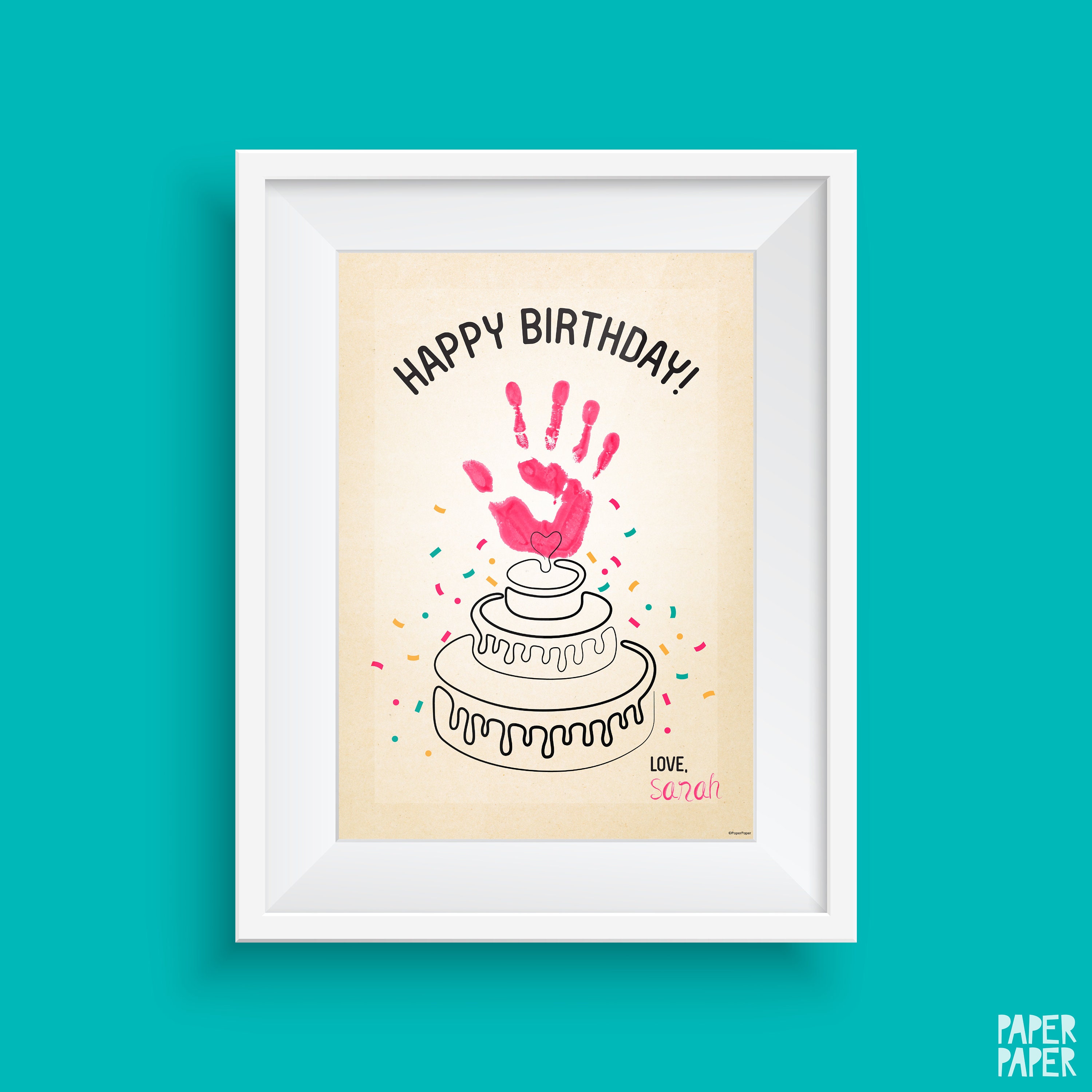 Handprint Birthday Cake Card |DIY Card Gift Memory Keepsake | Gift From ...