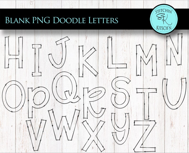 Blank Doodle Letters PNG Alphabet Transparent Sublimation - Etsy