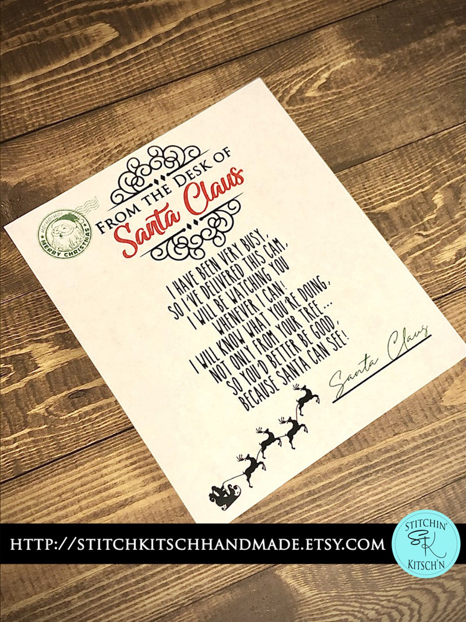 PRINTABLE Santa Cam Letter DIY Printable Letter From Santa - Etsy