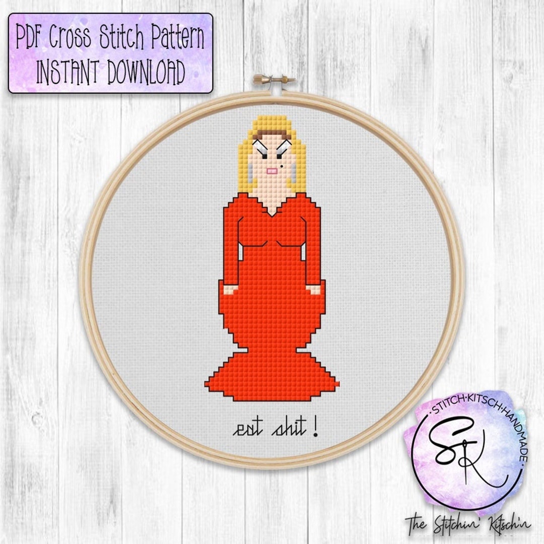 Divine Eat Shit Cross Stitch Pattern, Pink Flamingos Parody Cross ...